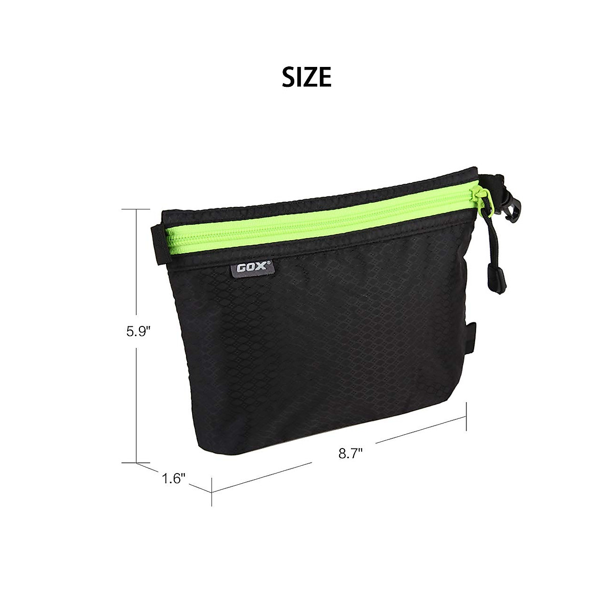 GOX Ultra Light Carry On Zipper Pouch Toiletry Bag Packing Sack Makeup Bag Digital bag (Black)