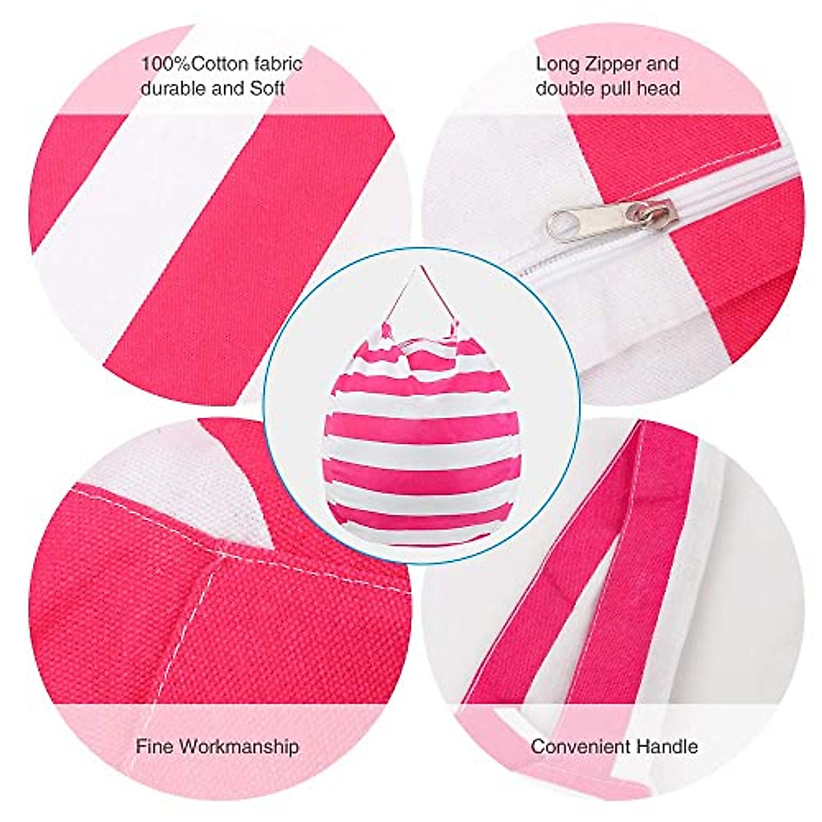 Zwish 27Inch Stuffed Animal Storage Bean Bag Chairs for Kids Room, Stuff and sit Storage Bean Bag Cover for organizing Boys and Girls Plush Toy Gift for Kids for Kids—Pink