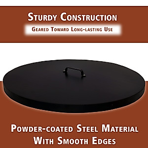 SIMOND STORE - Fire Pit Lid Round - Fire Pit Snuffer Lid 22 inch Diameter, Drop-in Burner Fire Pit Pan Lid- 1.5 mm Thickness- Grill Fire Ring Lid with Handle