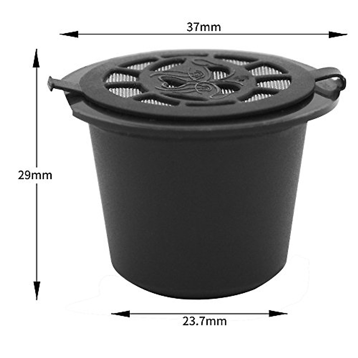 i Cafilas 6 Reusable Capsules Pods Refillable Coffee Capsule Filter Compatible Nespresso coffee machines with Coffee Spoon brush (6, Black)