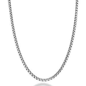 Miabella Solid 925 Sterling Silver Italian 3.5mm Square Link Round Box Chain Necklace for Women Men, Made in Italy (22, sterling silver)