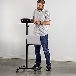 VIVO Mobile Rolling Projector Stand, Height Adjustable Projector and Laptop Trolley Presentation Cart, Black, CART-V04C