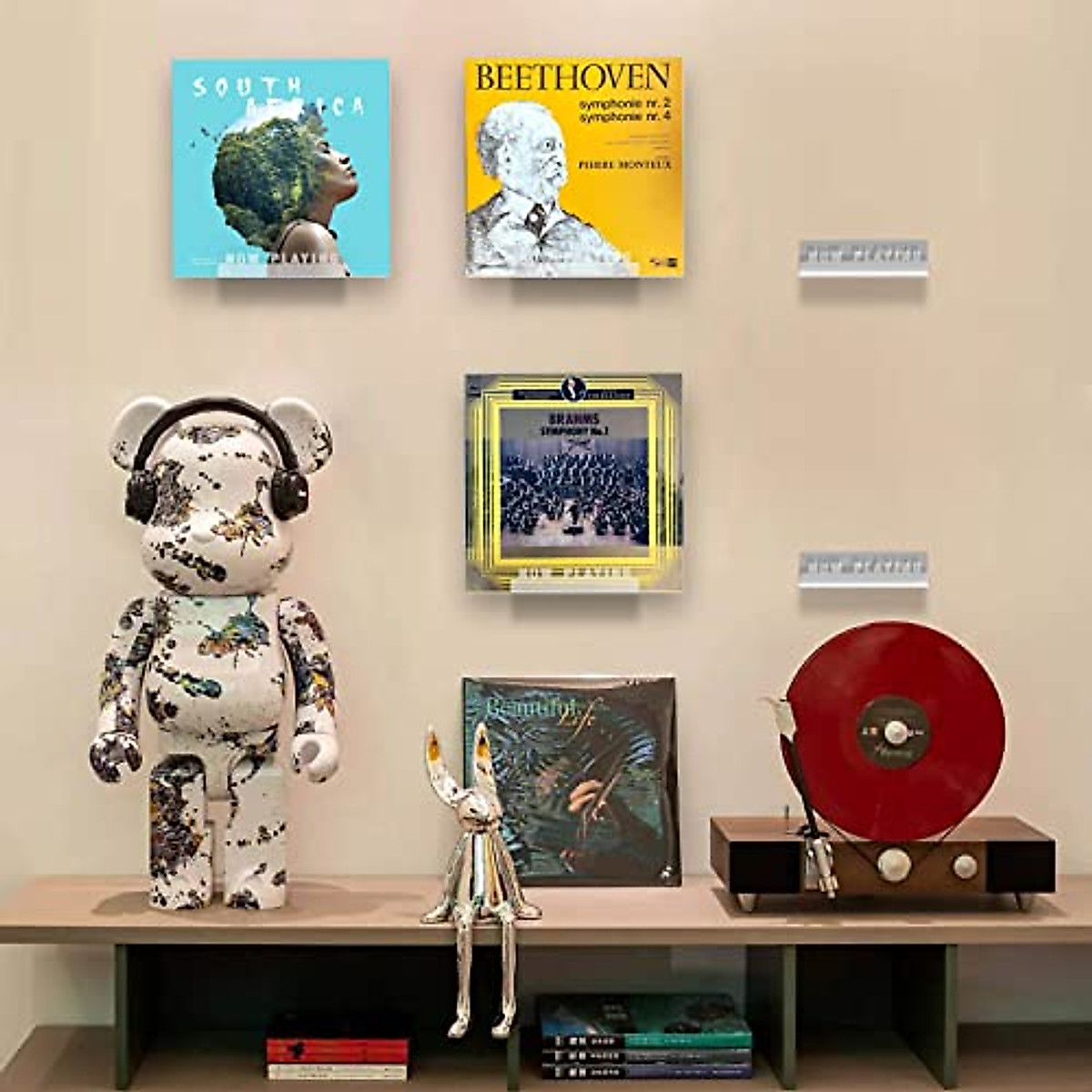 Boloyo Wall Mount Now Playing Vinyl Record Stand, Acrylic Vinyl Record Storage Shelf, Record Display Stand for Vinyl Records and LP Record Floating Shelves Record Storage Holder(Clear)