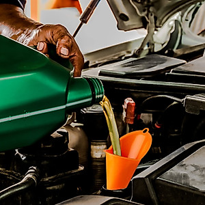 Annurssy 4 Pack Multi-Function Plastic Long Neck Oil Funnel - for All Automotive Oils Lubricants Engine Oils Water Diesel Fuel Kerosene and Other Liquids