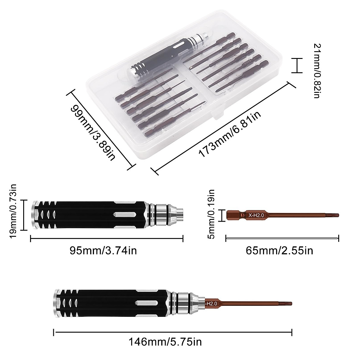 DJI Repair Screwdrivers Tool Set for DJI Air 2/2S/3 Mavic 2/Phantom 3 4/4 Pro Mini 2/SE/Spark Avata Drone and Other RC Car Model Quadcopter Boat Home Appliances Repair 12 in 1