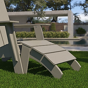 Flash Furniture Sawyer Indoor/Outdoor Commercial Grade Adirondack Ottoman - Gray All-Weather Adirondack Style Footrest