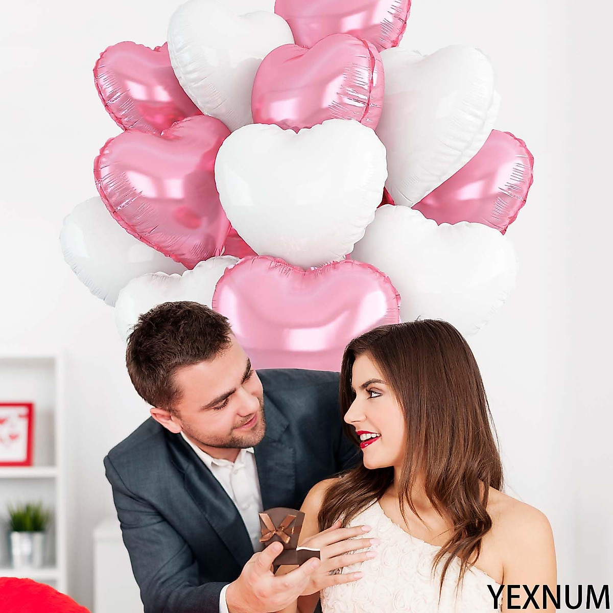 30PCS White Pink Heart Balloons,18 inch Heart Shape Balloons,Heart Party Decorations,Suitable for Baby Shower Wedding Birthday Party Decorations