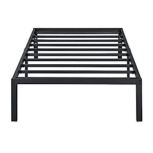 PrimaSleep 14 inch Dura Metal Steel Slate Bed Frame/Noise Free, , Twin, Black