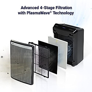 Winix 9800 4-Stage True Hepa Air Purifier with WiFi and PlasmaWave, 500 Sq Ft,Black,Large