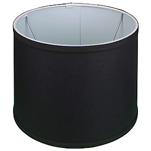FenchelShades.com Drum Lampshade 9" Top Diameter x 10" Bottom Diameter x 7.5" Slant Height with 6" Drop Slip Uno Attachment (Linen Black)