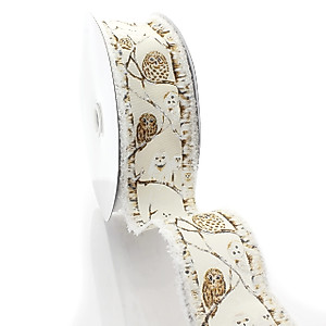 Ribbon Traditions Woodland Owls Fringe Edge Wired Ribbon 2 1/2" by 10 Yards