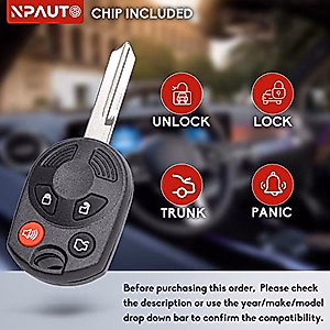 NPAUTO Key Fob Replacement for Ford Expedition Fusion Escape Focus Edge Explorer Flex Mustang Taurus Lincoln Navigator MKX Mazda Mercury Milan Sable Keyless Entry Remote Control Key Fob, OUCD6000022