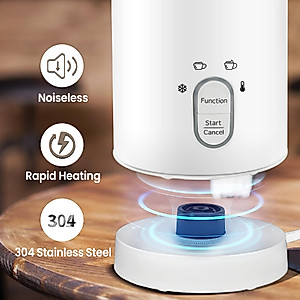 Tumidy Milk Frother Electric, Coffee Frother, Warm and Cold Milk Foamer,4 IN 1 Automatic Milk Warmer Stainless Steel for Coffee, Latte, Hot Chocolate (White)