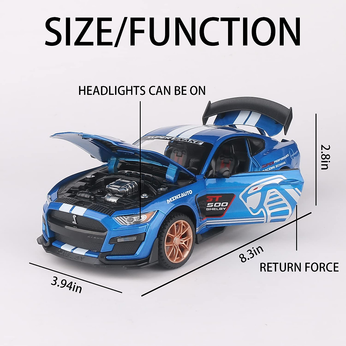 JACKIEKIM 1:24 Alloy Pull Back Car Diecast Model Truck for Forte Mustang,Collection, Mini Simulation Vehicles Toys for Kids,Boyfriend,Young Peoples Gift（Black）