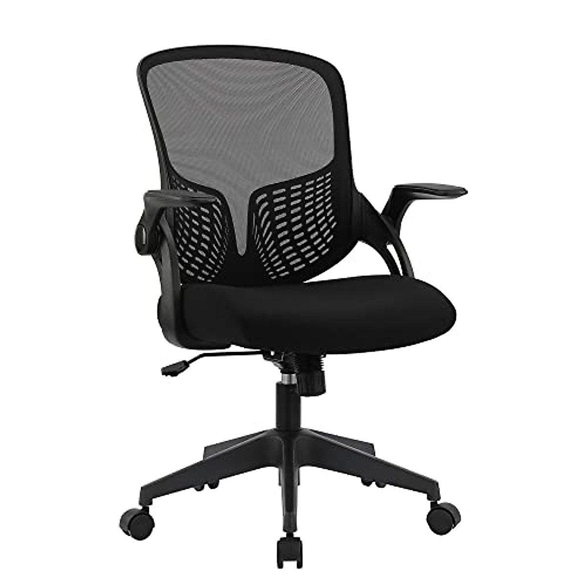 Home Office Chair, Ergonomic Desk Chair Adjustable Height Mesh Mid Back Computer Chair with Flip Up Armrests and Lumbar Support Swivel Task Chair