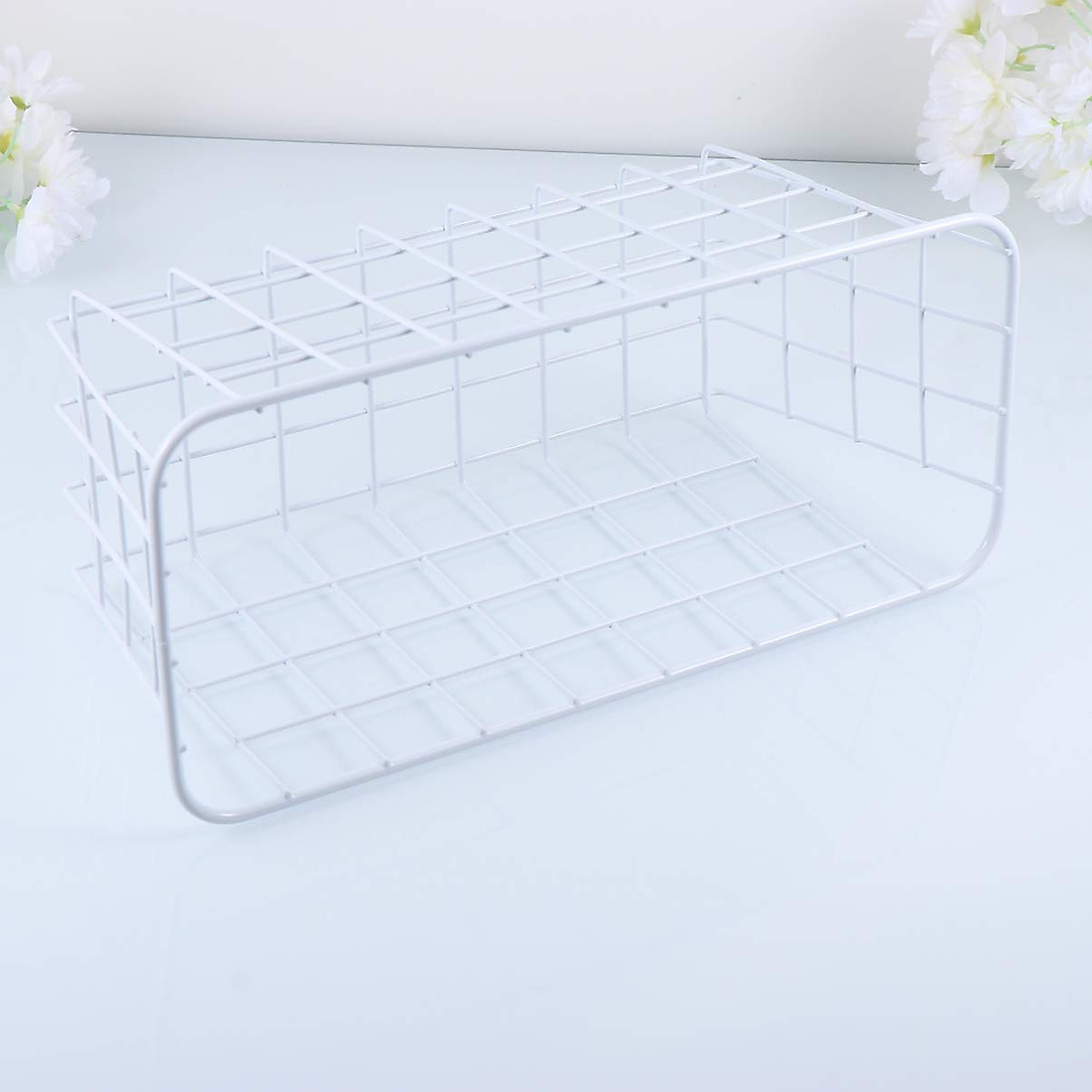 Hemoton Wire Storage Basket Metal Hanging Basket Door Baskets Organizer Black Hanging Shelves Cabinet Storage Basket Wire Baskets Organizing Black Baskets White Barbed Wire Wall-mounted