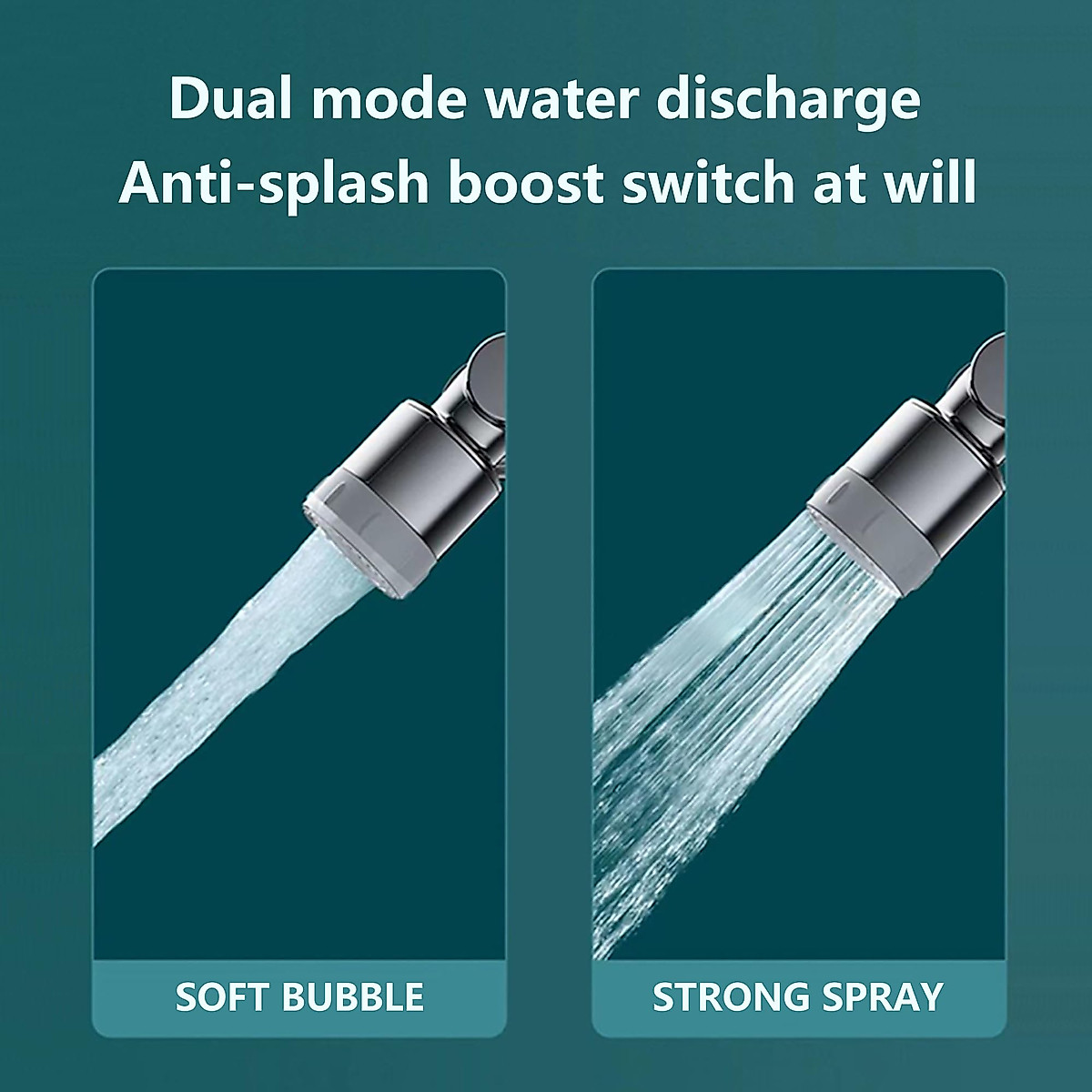 HYERIS 1080° Swivel Faucet Aerator,Twist and Swivel Kitchen Bathroom Sink Aerator,Universal Robotic Arm,Pressurized Water Saving Faucet Aerator & Diverter Valve,Two Water Outlet Modes Nozzle.