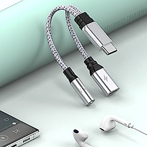 Only for Huawei/XiaoMi,2-in-1 USB C to 3.5mm Headphone Splitter and Charger Adapter Cable Cord,13CM/5inch Type C to 3.5mm Headphone Jack and Audio Adapter for Huawei Mate 9/10/20,P10/20,XiaoMi 6/8/9