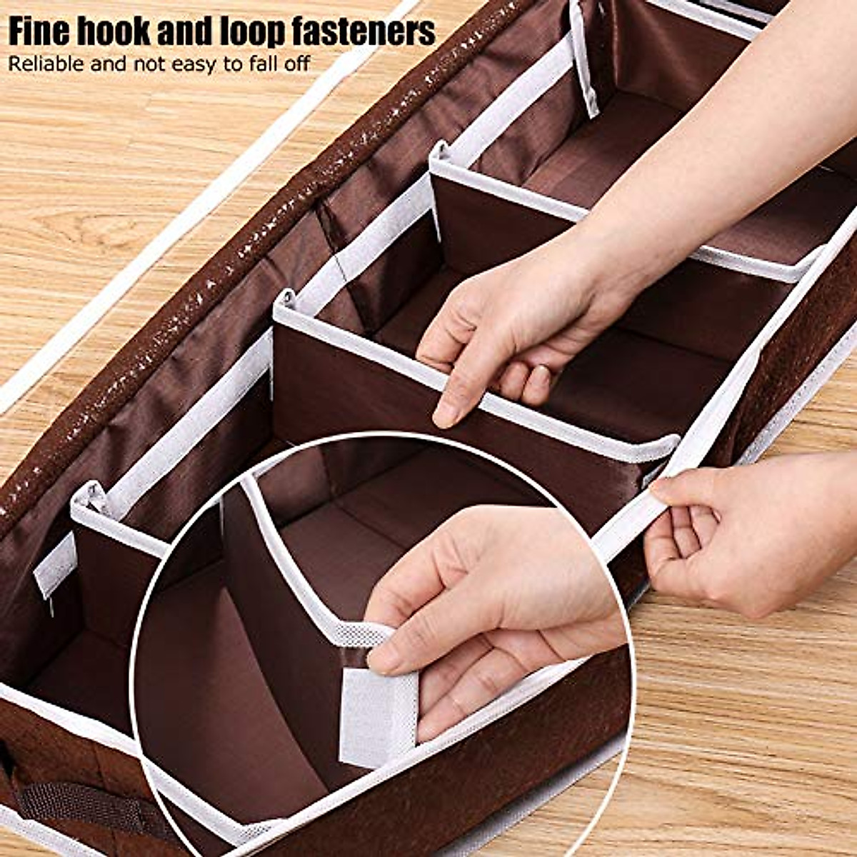 LIULDASHUN Clear Foldable Shoe Storage Boxes, Shoe Organizer Boxes, Adjust Dividers, Waterproof Shoes Storage Box with Zipper PVC Cover for Home Organization (L)