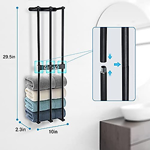 Samhe Towel Rack for Bathroom, Wall Mounted 3 Bar Rolled Towel Racks for Bathroom, Metal Bath Towel Storage Holder for Folded Large Towel Washcloths