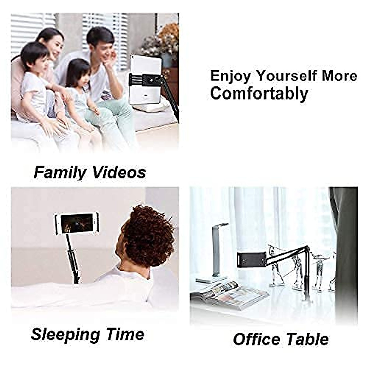 Tablet Bed Desk Holder for 4-13" Device, woleyi 360° Flexible Long Arm Mount Clamp, Adjustable Lazy Stand for iPad 12.9 10.5 9.7 iPad Mini Air 4 3 2, Nintendo Switch, Xbox, E-Reader, iPhone, Phone etc