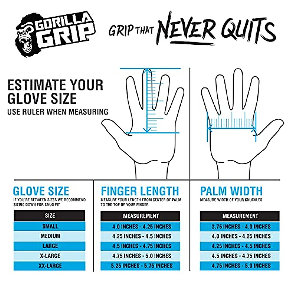 Gorilla Grip Never Slip, Maximum Grip All-Purpose Gloves (Large), Black