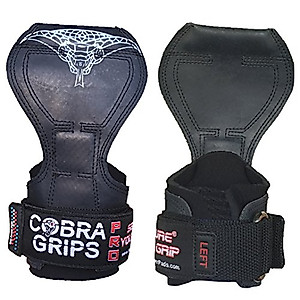 Cobra Grips PRO Weight Lifting Gloves Heavy Duty Straps Alternative Power Lifting Hooks for Deadlifts Wrist Wraps Support Bodybuilding (PRO Model for Men One Size, Black Rubber)