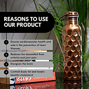 Craft Trade Copper Ayurveda Copper Water Bottle for Drinking 32oz Antique Black Diamond Pure Copper Water Bottle Travel Water Bottle for Gym, Office, Hiking, Outdoor – Ayurvedic Hammered Water Vessel