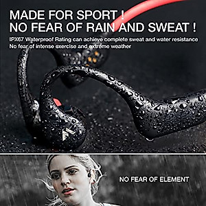 Hostena Bone Conduction Headphones with MP3 Player 16G Built-in Memory, Wireless Bluetooth Open Ear Headphones Magnetic Charging, IP67 Waterproof for Sports,Podcast and Workouts