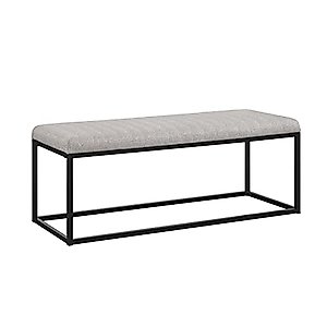 Ball & Cast Modern Upholstered Bench Entryway Bench Ottoman with Metal Frame, 48 Inch Grey