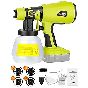 Taingwei Cordless Paint Sprayer for Ryobi 18v Battery,200W HVLP Paint Sprayer Gun with Brushless Motor for Cabinets Cars Walls Furniture House Painting (Tool Only)