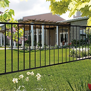 Guardian Black Steel Fence Panel Style Easy Installation Fence Kit, Outdoor Fencing for Yard, Garden (7-3/4 ft. x 2-2/3 ft., Black)