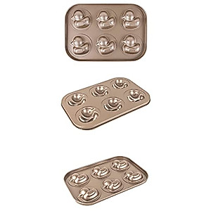 PALPLUS Duck Bird Shape Pans for Baking 6-Cavity Cake Pan Non-Stick Bake-ware Mold for Oven Baking Champagne Gold For Baking Decorating