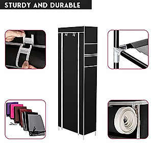 BELANITAS 10 Tier Shoe Rack for Entryway, Closet, Shoe Rack with Covers, Shoe Organizer Shoe Shelf Hold 27-35 Pairs of Shoes for High Heels, Sneakers, Boots and Storage Box, Black