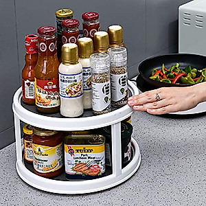 RomanticDesign Lazy Susan Turntable Spice Organizer 2-Tier Non-Skid 11.8 Inch Spice Rack Cabinet Organizer for Cabinets and Pantry, Blue