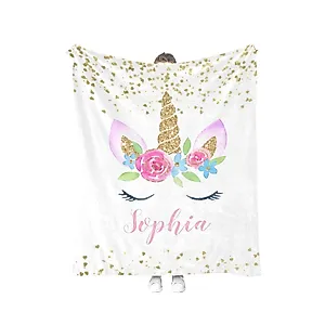 Seamaid Custom Unicorn Baby Blanket for Girls Customizable Baby Blanket with Name Personalized Baby Gifts Personalized Name Blanket Baby Girl Blanket - 30x40in