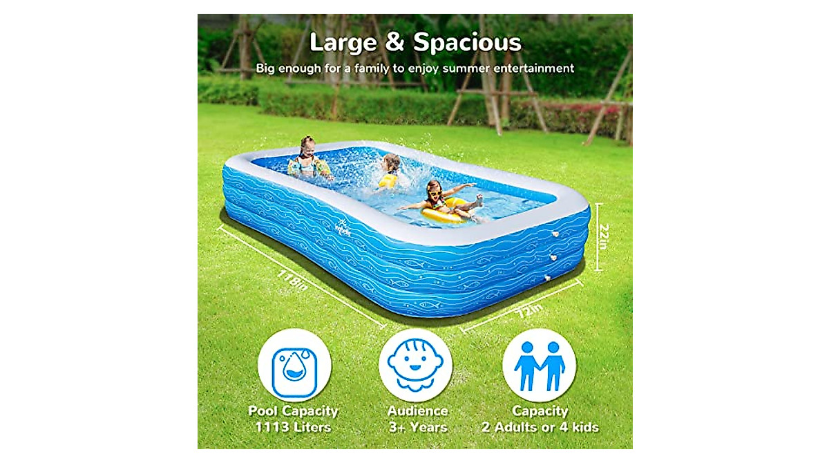 Ingbelle Kiddie Inflatable Pool - Spacious Family Water Fun | 118x72"