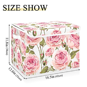 xigua Rose Storage Bin with Lids Larger Collapsible Decorative Cube Storage Bins with Handles Divider for Bedroom Closet Living Room
