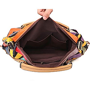 Women's Multicolor Tote Handbag Genuine Leather Design Hobo Shoulder Bag Purses (Multicoloured-C)