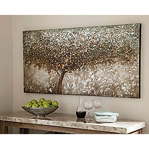Signature Design by Ashley O'Kiera Abstract Hand Painted Tree Canvas Wall Art, 60 x 30, Green & Brown