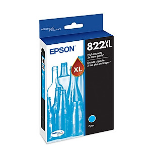 EPSON T822 DURABrite Ultra Ink High Capacity Cyan Cartridge (T822XL220-S) for Select Epson Workforce Pro Printers