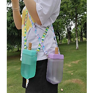 YunQin 300ml Cute Straw Cup New Plastic Popsicle Shape Water Bottle BPA Free Transparent Juice Drinking Cup Suitable for Adult Children (Purple)