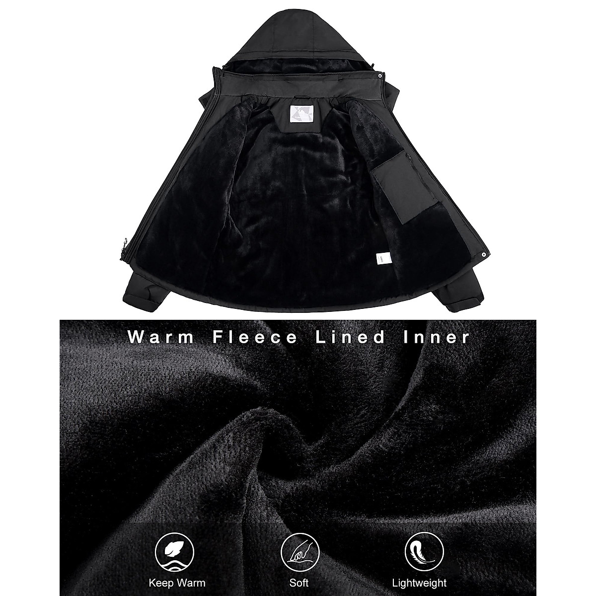 CAMELSPORTS Women's Waterproof Snow Ski Jakcet Fleece Warm Winter Coat Hooded Windproof Insulated Snowboarding Jacket