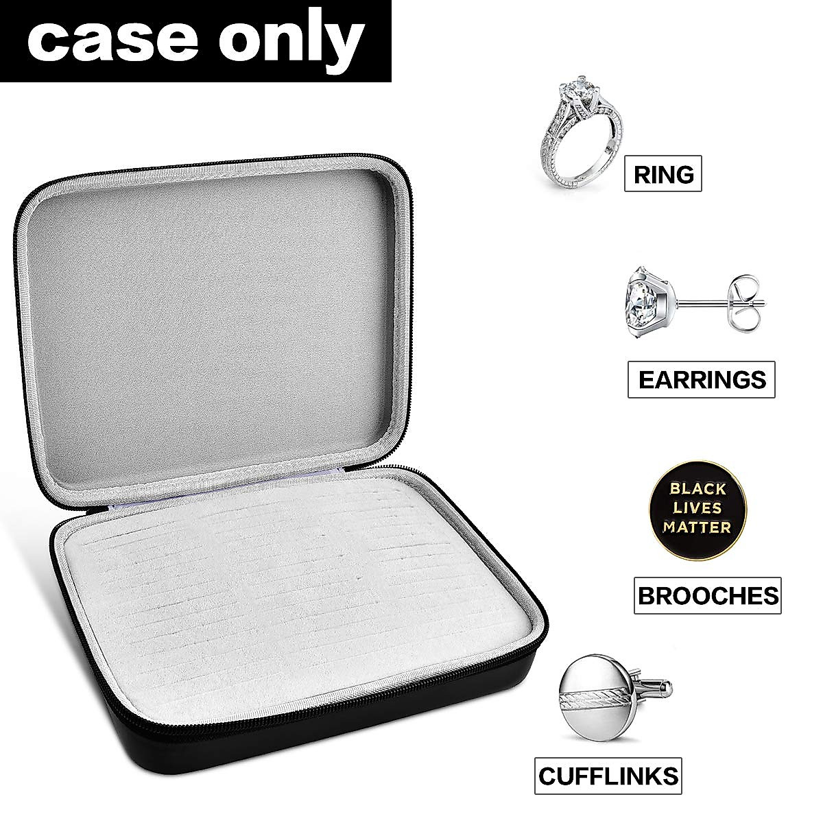 GWCASE Ring Organizer Storage Case - Jewelry Ring Display Collector Box with 42 Slots. Rings Tray Holder Showcase Fits for 50+ Rings, Earrings, Brooches and Cufflinks (Box Only)