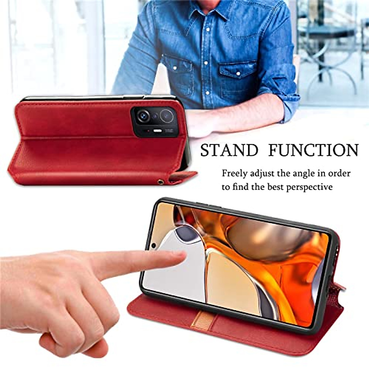 YukeTop Case for Oppo Reno2 Z, PU Leather Flip Folio Wallet Cover, with Card Slots, Case Cover for Oppo Reno2 Z.(Red)