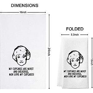 Funny Golden TV Show Inspired Saying Men Loves My Cupcakes Blanche Quotes Kitchen Towel Dish Towel (My Cupcakes Towel)