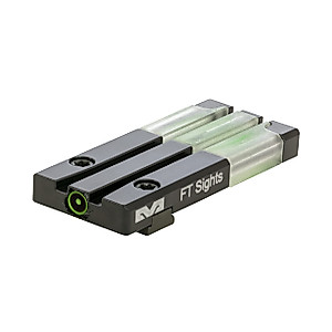 MEPRO FT Bullseye Rear, Fiber Optic and tritium Micro Micro red dot Night Sight Compatible with Glock 17 Glock 43x and More (Except MOS),Green