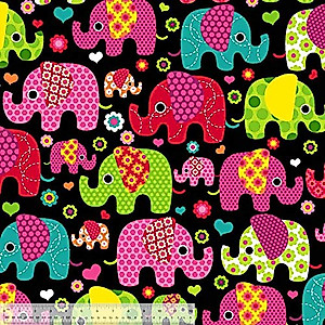 Elephants Anti-Pill No-Sew Throw Fleece Fabric Kit (50x60)