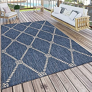 Lr Home Ox Bay Seamas Nautical Knot Indoor Outdoor Rug, Navy/White, 3' x 5'