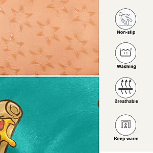 Coikll Cartoon Pizza Pet Bed Pad Soft Dog Bed Mat with Anti-Slip Bottom, Machine Washable Crate Pad Mattress for Dog Sleeping- 24 * 18inches